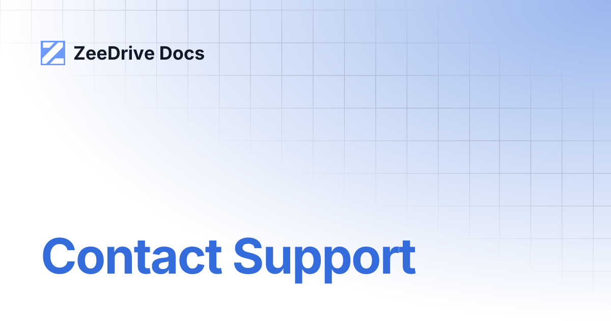 Contact Support | Zee Drive Docs