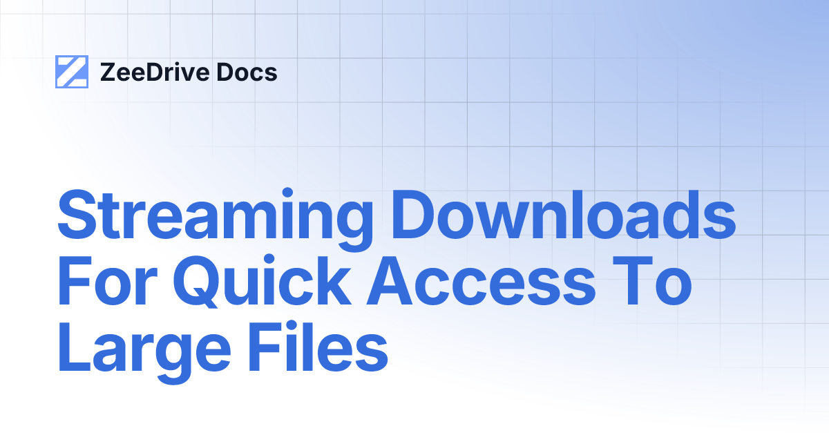 Streaming Downloads For Quick Access To Large Files | Zee Drive Docs